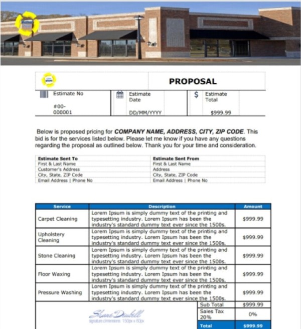 sample commercial carpet cleaning|proposal